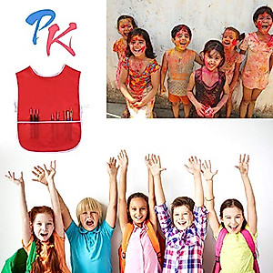 4 Pieces Art Smock for Kids Artist Smock Waterproof Painting Apron Painting Smocks for Children, 4 Colors (Red, Green, Gold, Royal Blue)