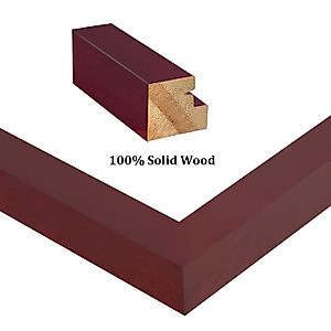 Egofine 11x14 Picture Frame Display Pictures 5x7/8x10 with Mat or 11x14 Without Mat Made of Solid Wood Covered by Plexiglass for Table Top Display and Wall Mounting Photo Frame, Dark Red