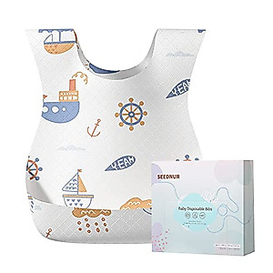 SEEDNUR Disposable Bibs for Toddlers Waterproof Bibs Baby Bibs for Eating 20 PCS(Ocean)