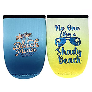 Beach Essentials Gifts for Women - Beach Accessories for Vacation Must Haves, Beach Themed Small Gifts for Women, Insulated 16 oz. Tall Can Cooler Sleeves, Funny Beach Coolies for Tallboy Cans