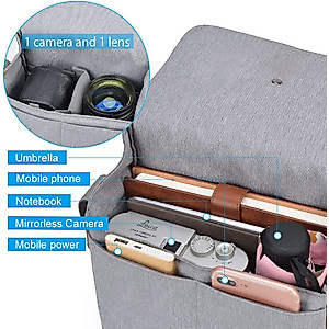 CADeN Compact Camera Shoulder Bag Case Compatible for Nikon, Canon, Sony SLR/DSLR Mirrorless Cameras and Lenses Waterproof Gray