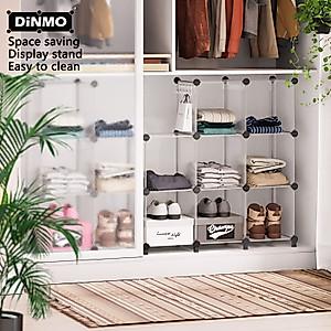 DINMO 16 Cubes Storage Organizer, Bookcase, Display Shelf with Wooden Mallet, Cabinet Storage for Kids, Adult, Office, Bedroom, Bathroom, White