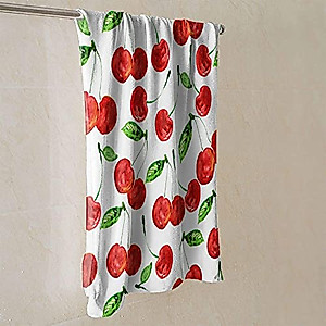 Dujiea Sweet Red Cherry Kitchen Dish Towel Soft Highly Absorbent Hand Towel Home Decorative Multipurpose for Bathroom Hotel Gym and Spa 15 X 27 Inches