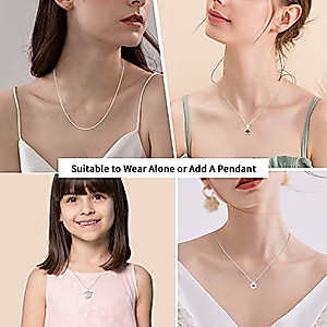 Jewlpire Solid 925 Sterling Silver Chain Necklace for Women Girls, 1.3mm Cable Chain Silver Chain for Women Sturdy & Shiny Women's Chain Necklaces, 16 Inch