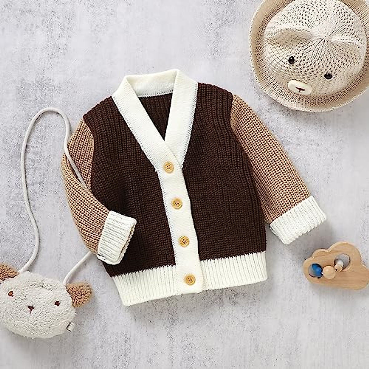 Newborn Baby Knit Cardigans Ear Hooded Sweaters Newborn Knitwear Buttons Long Sleeves Coat Outwear Knit Tops Outfits