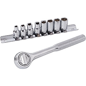 Amazon Basics 65 Piece Home Basic Repair Tool Kit Set With Bag, Silver, Black