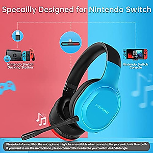 KOFIRE UT-01 Wireless Gaming Headset for Nintendo Switch Lite OLED Model, 2.4GHz Ultra-Low Latency Bluetooth Gaming Headphone with Removable Microphone, USB-C to USB-A Adapter for PS5, PS4, PC