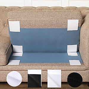 24 Pieces Self Adhesive Non-Slip Cushion Pad for Couch, Keeping Sofa Cushions from Sliding, Hook Loop Tape Gripper Keep for Sheet, Carpet, Seating Cushions, 6 x 6 inch, 4 x 6 inch, 1.6 x 1.6 inch