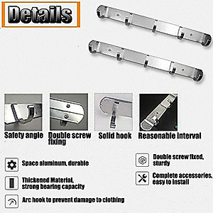 Hook Rack Aluminium Round Robe Coat Hat Wall Mounted Coat Rack Coat Hooks Kitchen Apron Pot Pan Rack Bathroom Towel Rail Stainless Steel Hook Rack for Clothes Hanger Hooks (4 Hooks)