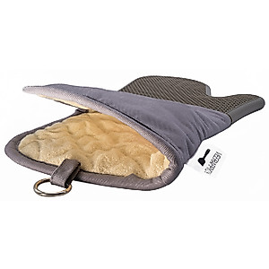 VEERAPPYDY Silicone Oven Mitts Non-Slip Grip Gloves for Grilling Baking Cooking, Heat Resistant 540 degree F, Flexible Terry Cloth Cotton, Storage Hanging Hooks Black 2 pack, 14.9X6.7in