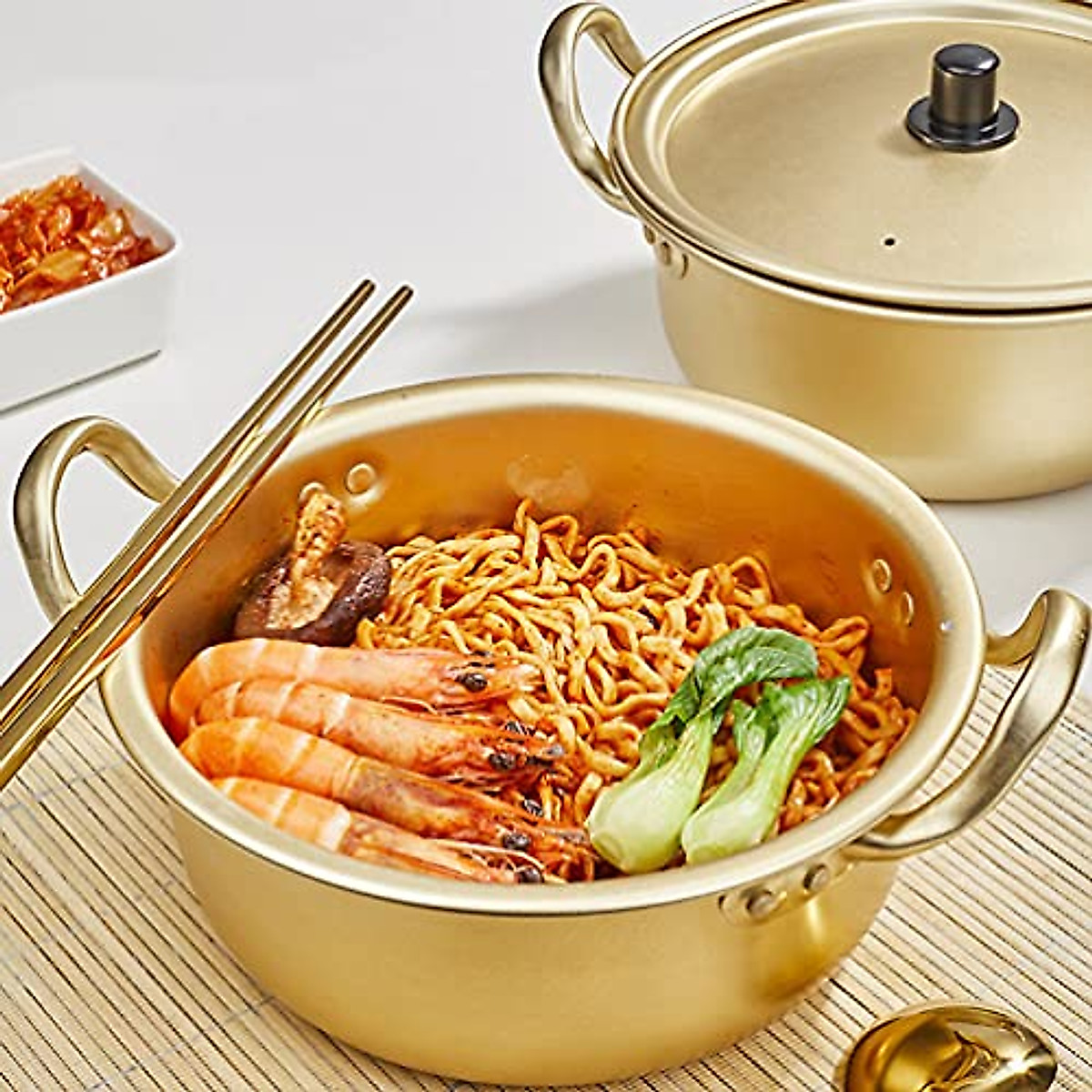 Korean Ramen Cooking Pot Ramen Noodle Pot Aluminum Noodle Pot Fast Heating For Kitchen Cookware for Cooking Soup Pasta Stew Japanese Noodles Food Food Food Korean Noodle Pan