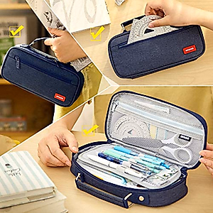 Pen case Pencil case Large capacity Fashionable Pencil case Boys Girls Elementary school students Junior high school students High school students University students For working adults(blue)