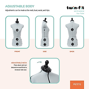 Dritz Twin-Fit Dress Form with Adjustable Tri-Pod Stand, Petite