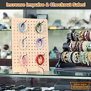 Wooden Pegboard Display Stand Retail Rack - Necklace Holder Earring Display Stands for Selling and Craft Shows - Jewelry, Pin, Stickers & Keychain Peg Board, 17" x 13"