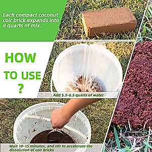 Anothera 13.8 Gallons Coco Coir Brick for Plants- 6 Pack Premium 100% Organic Peat Moss Mix with Low EC & pH Balance, Fiber Coconut Husk for Planting, Gardening, Potting Soil Substrate(8.4 Pounds)