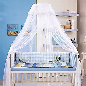 Toyvian Bed Canopy Net Baby Mosquito Net Girls Bed Tent Crib Mosquito Net, Lace Net Thicken Hanging Bed Canopy Easy Installation Mesh Net for Home Kids Room (White)