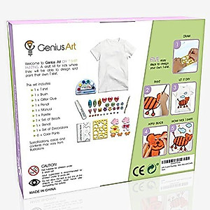 Genius Art DIY T-Shirt Painting - Girls and Boys Arts and Crafts Toys - Stocking Stuffers for Kids