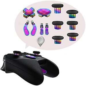 Metal Thumbsticks Replacement Parts for Xbox One Elite Controller Series 2, Accessory Kits for Xbox Series 2 Core, Includes 6 Magnetic Swap Joysticks, 4 Paddles, 2 D-Pads, 1 Adjustment Tool(Gold-2)