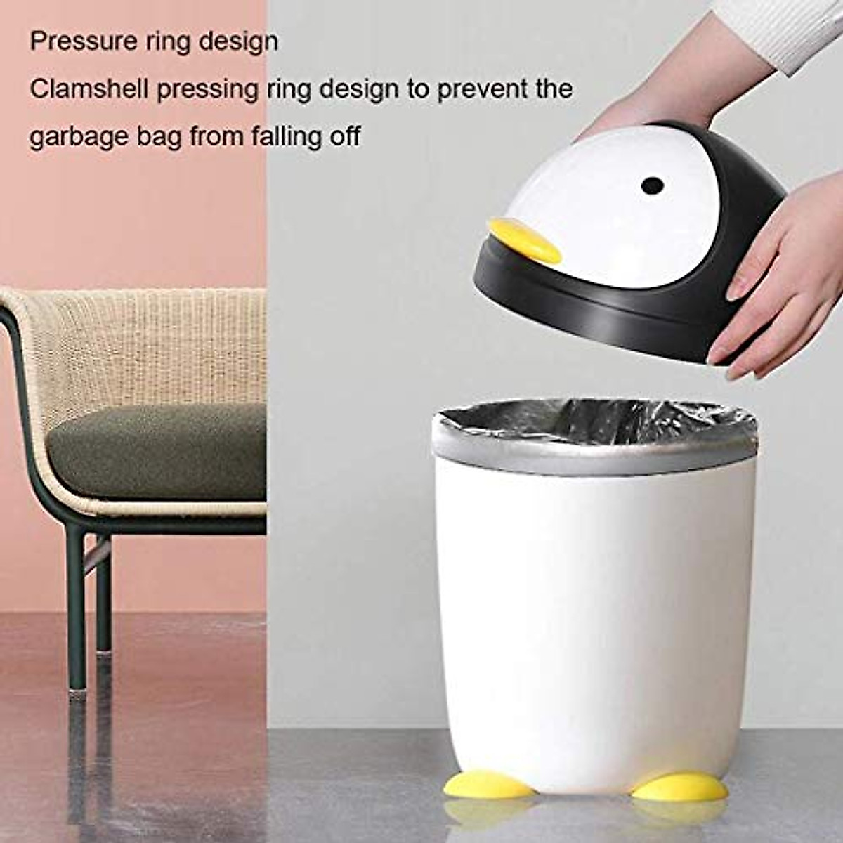 LSNLNN Waste Bin,Trash Can with Lid Creative Cartoon Desktop Storage Garbage Container Bin for Kitchen Living Room Outdoor Indoor Waste Bin Garbage Disposal,14.178.46In,14.178.46In