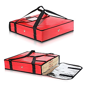 New Star Foodservice 50110 Insulated Pizza Delivery Bag, 22" by 22" by 5", Red