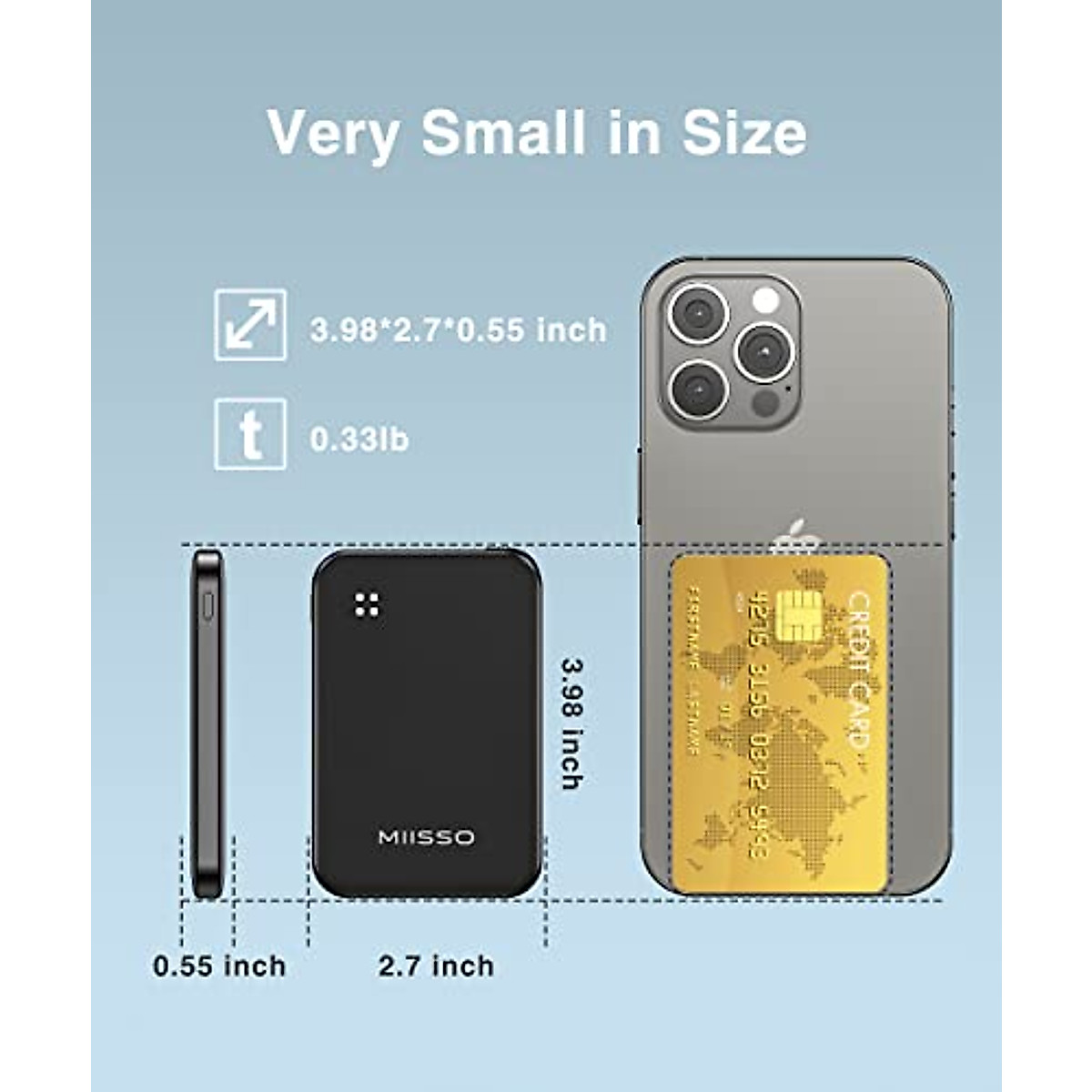 4500mAh Built in Cable Cell Phone External Battery Pack, Portable Phone Charger Power Bank 5V 2.1A Charging Mobile Phone Charger USB-C In/Out Compatible with iPhone 6/7/8/X/11/12/13/14, Heated Vest