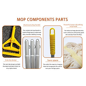 ASTP&FH Heavy Duty Commercial mop, Circular end Rope Industrial mop, Reusable Washable Floor mop, Heavy Duty mop with Additional mop Head Replacement