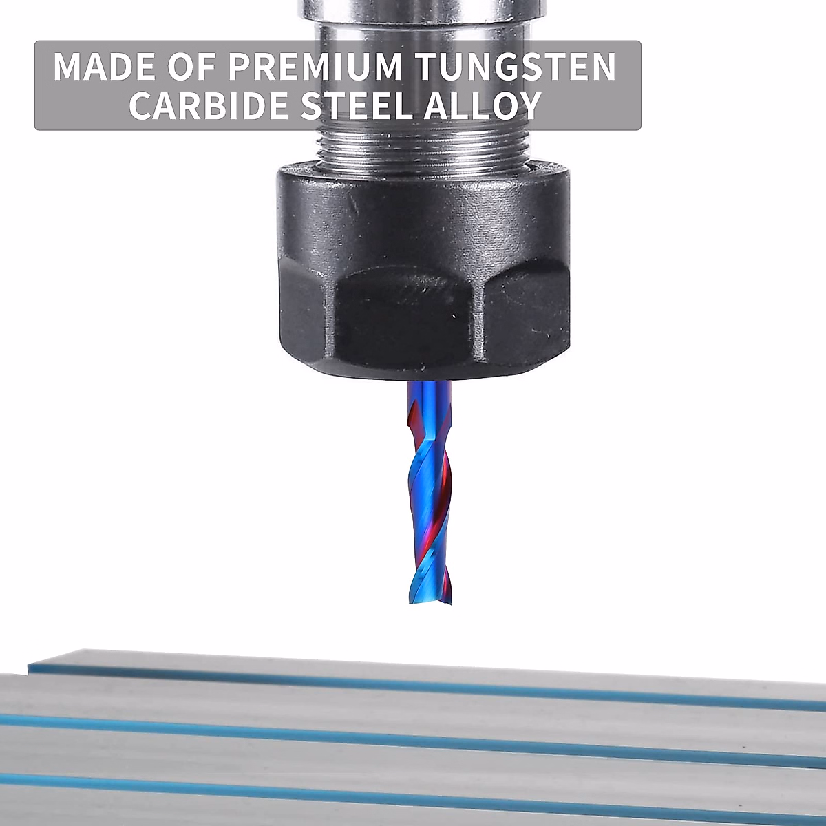 EANOSIC Upcut Spiral Router Bits 1/4 inch Shank, 1/4 inch Cutting Diameter Solid Carbide with Nano Blue Coating CNC Router Bits End Mill for Wood Cut, Carving, Edge Trimming