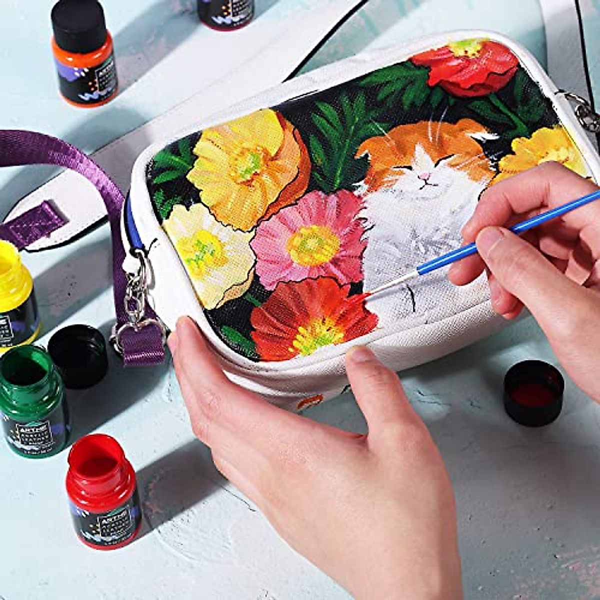 ARTME Acrylic Leather Paint Set, 20 Colors x 30ml Acrylic Leather Dye Kit Perfect for Shoes, Sneakers, Jackets, Leather Sofa, and Car Seat