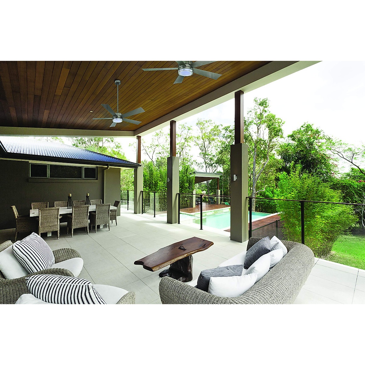 Wynd Smart Indoor and Outdoor 5-Blade Ceiling Fan 52in Bronze with 3000K LED Light Kit and Remote Control works with Alexa, Google Assistant, Samsung Things, and iOS or Android App