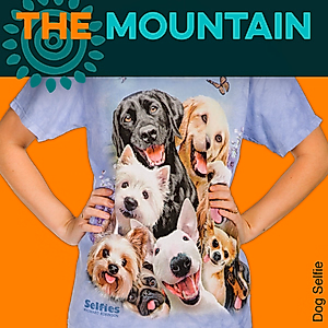 The Mountain mens Dog Selfie T Shirt, Blue, Medium US