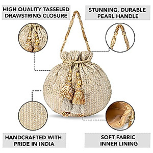 Aheli Indian Potli Bags for Women Evening Bag Clutch Ethnic Bride Purse with Drawstring