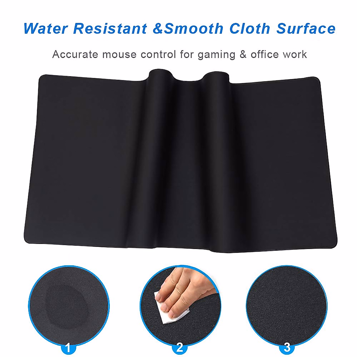 Cmhoo XXL Professional Large Mouse Pad & Computer Game Mouse Mat (35.4x15.7x0.12IN, 90x40 Black)
