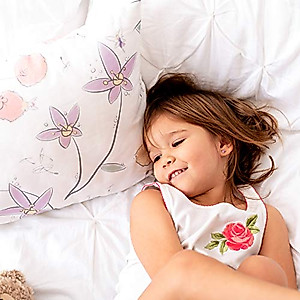 JumpOff Jo – Toddler Pillow for Kids, No Pillowcase Needed, Kids Travel Pillow, 100% Cotton Cover, Hypoallergenic, Machine Washable – 14”x19 (Floral)