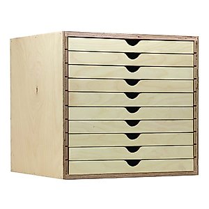 Stamp-n-Storage Drawer Cabinet with 10 Single Drawers for IKEA (will fit IKEA Kallax Shelving) Natural Wood Color