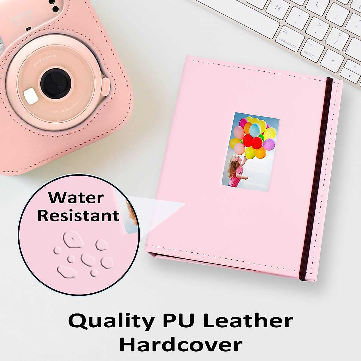 Instax Mini Photo Album 200 Pictures for Fujifilm Instax Mini 11 90 70 50S 26 25 9 8+ 7S Instant Camera & Kpop Photo Card, Polaroid Photo Album for Polaroid Snap Z2300 PIC-300P Film(Pink)