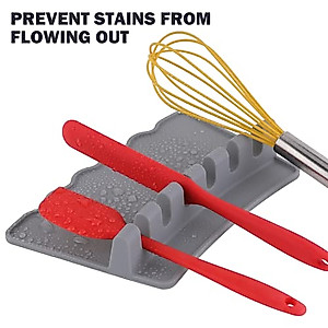 NileHome Silicone Spoon Rest for Kitchen Counter with 6 Slots - Spoon Holder with Drip Pad Heat-Resistant BPA-Free Kitchen Utensil Holder Multiple Spoon Holder for Stove Top Kitchen Utensil Rest