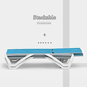 Domi Outdoor Chaise Lounge - Aluminum Adjustable Patio Lounge,Plastic Pool Lounge Chair (2 Aqua Lounges W/Table)