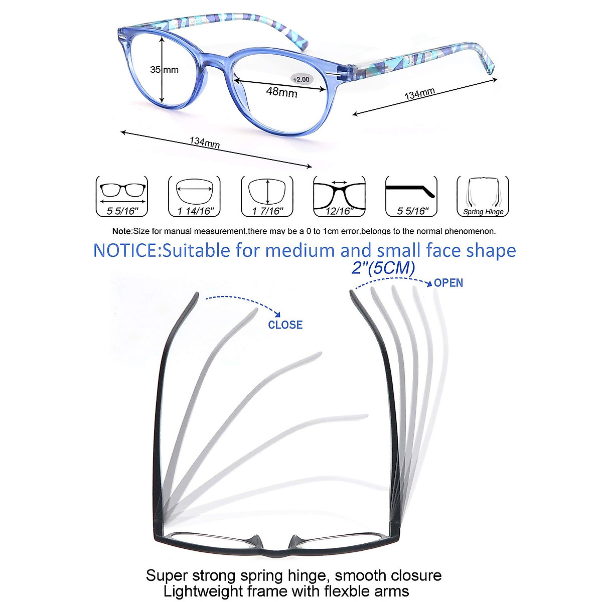 MODFANS Reading Glasses Women 4 Pack Fashion Ladies Readers 2.5 Strength,Women's for Reading Comfort Spring Hinge Arm Eyeglasses-Lightweightest Round Frame Look Stylish to Wear,Come with Pouch