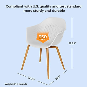 Grand patio Outdoor Dining Chairs Set of 4 Indoor Outdoor Modern Recycled Plastic Dining Chair, Rust Free Frame, Woodgrain Legs, Whale Modeling Design for Kitchen, Dining (Light Gray)