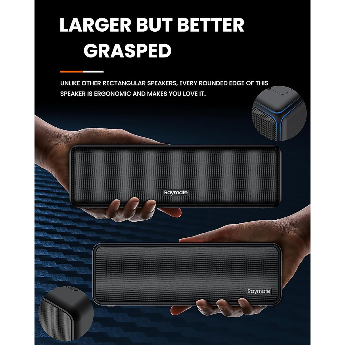 Raymate Bluetooth Speakers, HiFi Stereo Sound with DSP, 30W IPX7 Waterproof Speaker Wireless Bluetooth-V5.0, 1000mins Playtime, Portable Speaker for Home, Outdoor, Party