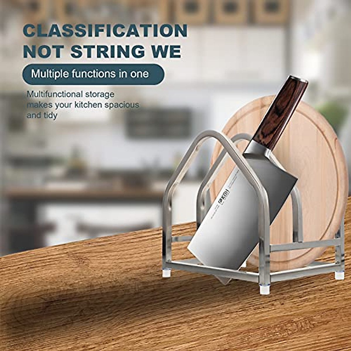 Hemoton Pot Lid Organizer Kitchen Plate Rack Holder Rest Chopping Cutting Board Holder Stand Storage Chopping Board Pots Pans Serving Trays (Sliver)