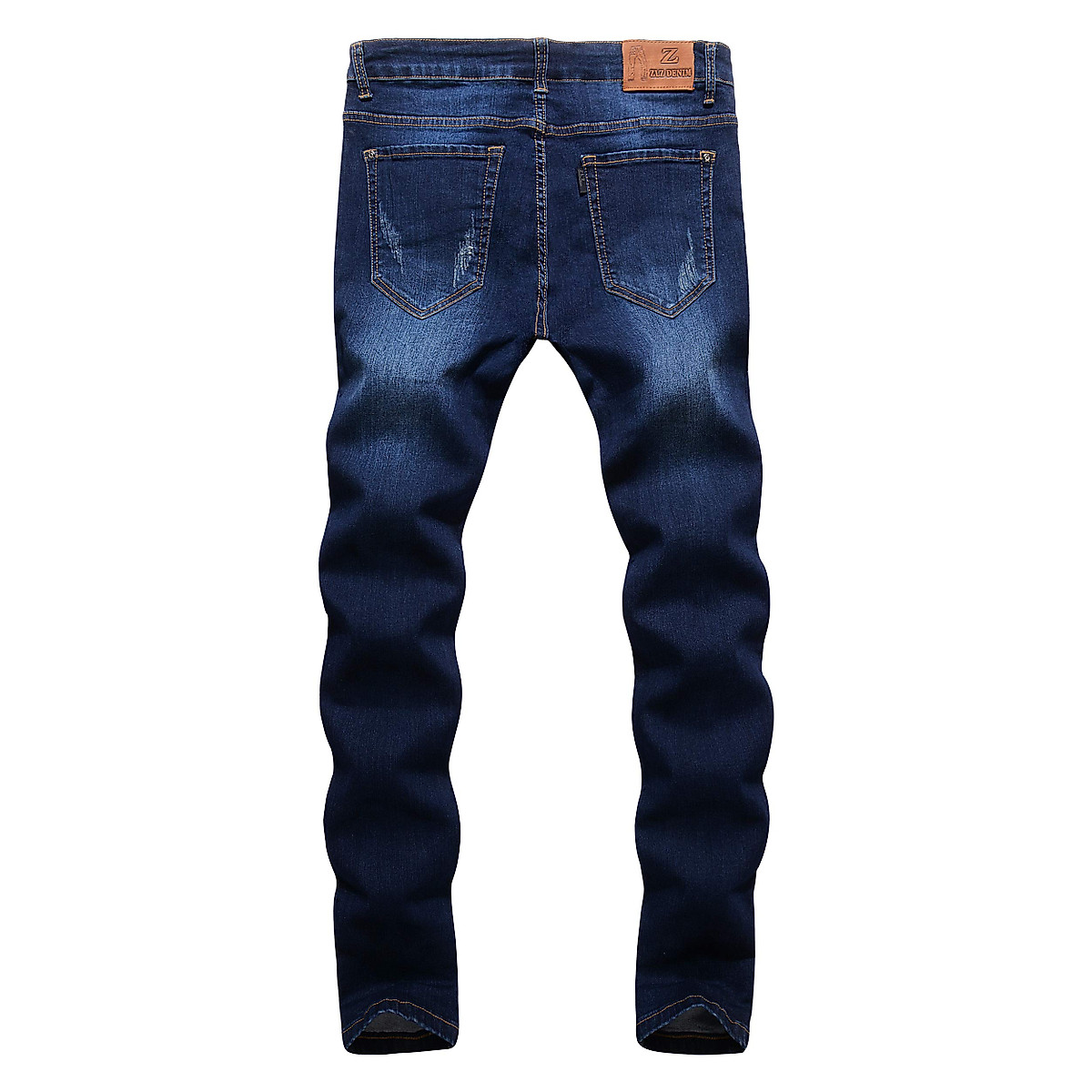 ZLZ Blue Ripped Distressed Jeans for Men Slim Fit, Men's Fashion Design Destroyed Jeans Pants with Holes Stretch Fit Size 34