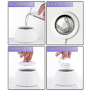 Zima Dental Arctic White Dental Pod | Cleaner for Dentures, Aligner, Retainer, Mouth Guard | Ultrasonic Cleaning Machine for All Dental Appliances