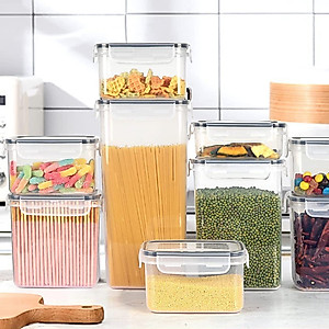 stusgo 42 Pack Airtight Food Storage Containers with Lids, Plastic Kitchen and Organization Canisters for Cereal, Flour and Sugar, Includes Spoons, Labels and a Pen