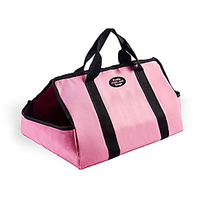 Firewood Tote Bag - Oxford Fabric Log Carrier with Handles & Heavy Duty Straps - Large Durable Wood Holder with Wide Opening - Wood Stove & Fireplace Accessories - 21 x 13 x 12 Inch, Pink