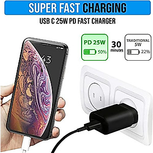 Samsung Galaxy S20 FE 5G S21 S23 Ultra Plus A53 Phone Fast Charger, Samsung USB-C Super Fast Charging Power Adapter-25W PD Charger Block, Samsung Galaxy Note 10 20 Type C Fast Charging EP-TA800