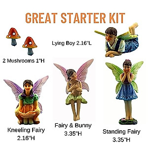PRETMANNS Fairies for Fairy Garden - Fairy Garden Kit - Fairy Garden Accessories - Boy & Girl Fairy Garden Fairies - Adorable Fairy Garden Figurines - Fairy Set 7 Items