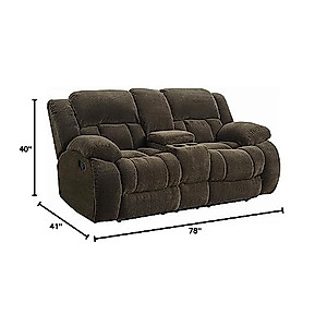 Coaster Home Furnishings Weissman Pillow Padded Reclining Loveseat with Cupholders and Storage, Chocolate
