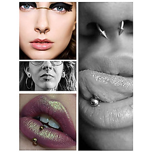 Uqnwbdq 16G Septum Rings Piercing Jewelry 316L Surgical Stainless Steel Horseshoe Septum Nose Eyebrow Lip Ring Cartilage Helix Tragus Rook Daith Ear Gauges Earring Hoop Piercing Retainer Women Men