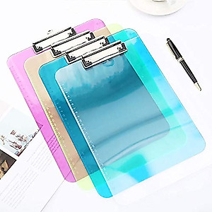 TGRTY Office Supply Clipboard A4 Acrylic Clipboard Transparent Writing Drawing Office Pads Paper Exam Storage Clip Board Stationery for School Supplies Durable Low Profile Clip (Color : Blue 1pc)
